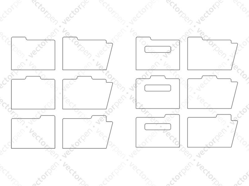 6 File Folder SVG Designs. Business Clip Art for Scrapbooking, Cricut ...