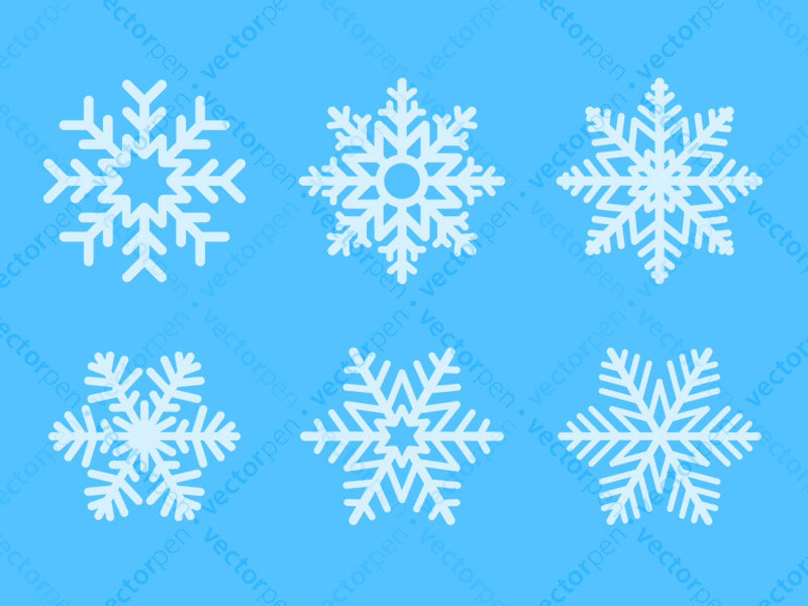 6 White Snowflake SVG Designs. Winter Clip Art for - Etsy