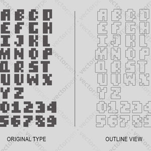 Retro Video Game Pixel Letters Font-style Clip Art | Scrapbooking ...