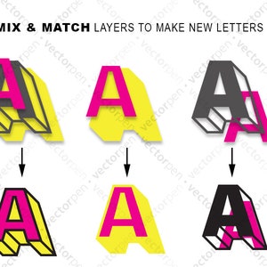 3D Block Letters Font-style Clip Art for Scrapbooking, Cricut, and ...