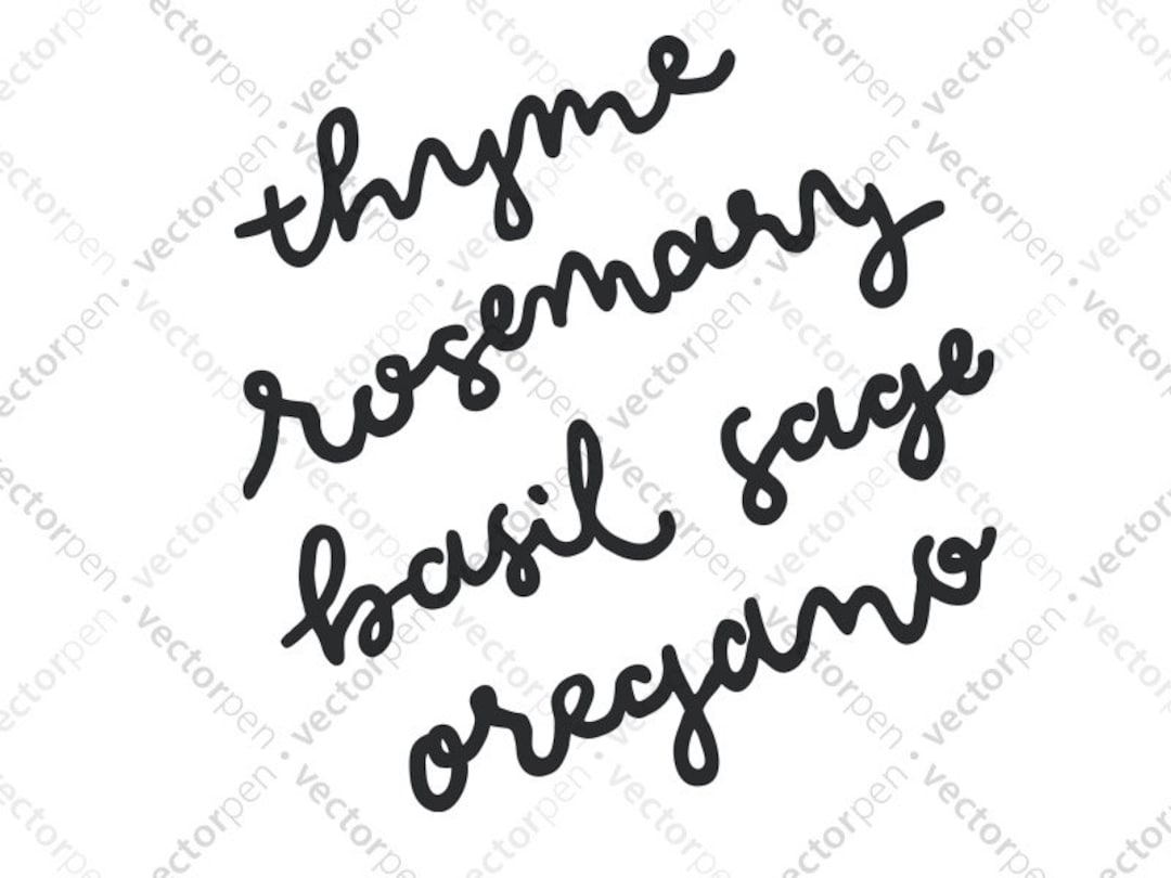 5 Lettered Herbs SVG Icons. Thyme, Rosemary, Basil, Sage and Oregano ...