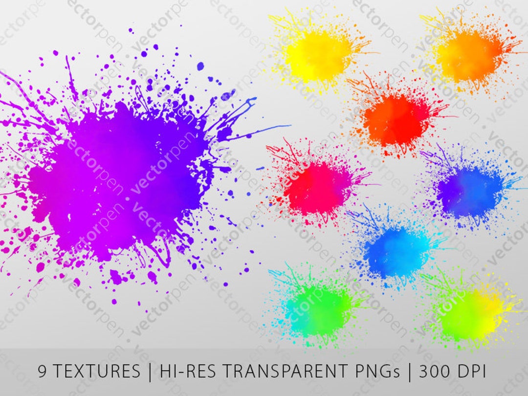 Colorful Watercolor Paint Splatter PNG Texture Pack | Sublimation or ...