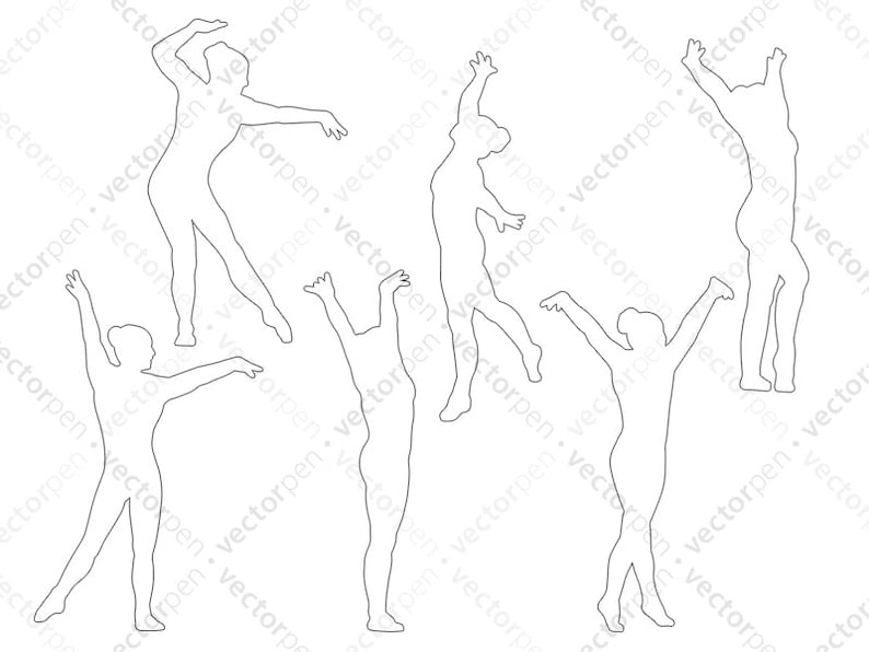 Gymnast SVG. 6 Girls Gymnastic Poses Clip Art for | Etsy