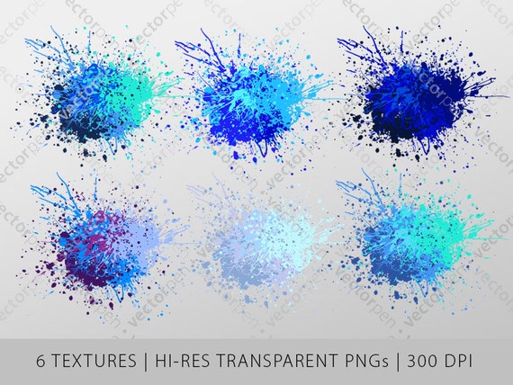 6 Hiquality Blue Transparent Paint Splatter Pngs Hi-res PNG - Etsy