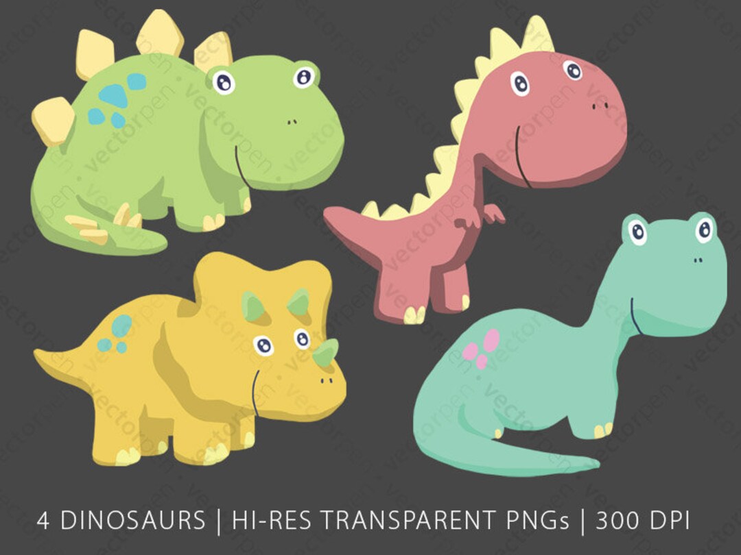 4 Cute Baby Dinosaur Pngs | Clipart | High Quality Pngs Dinos | Digital ...