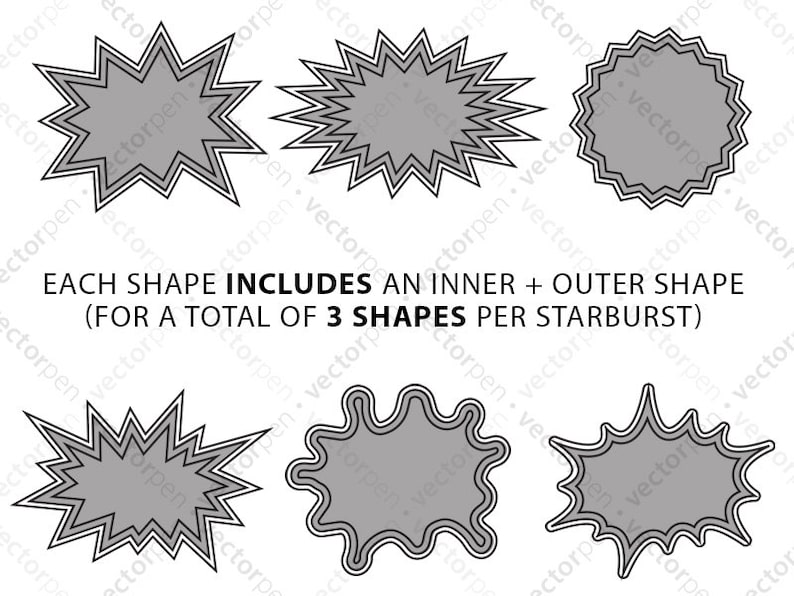 6 Unnique Starburst SVG Files. Scrapbooking and Cricut Clip - Etsy