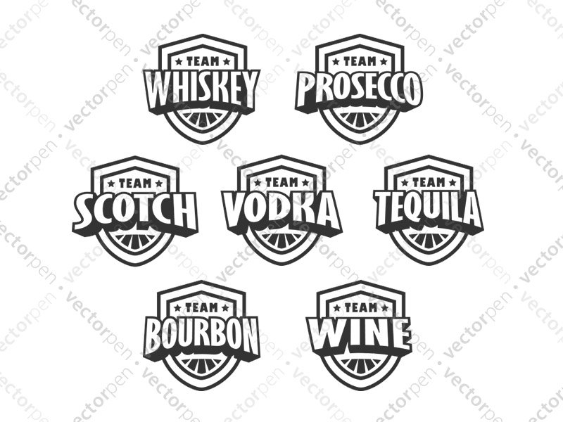 8 Alcohol Team Badges Icon Collection 02 Custom Whiskey & | Etsy