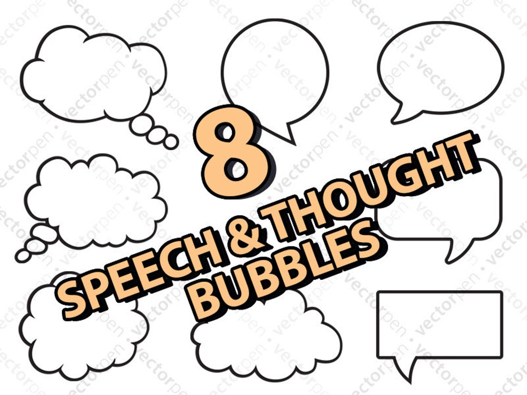 8 Speech & Thought Bubbles SVG Files. Scrapbooking and Cricut Clip Art ...