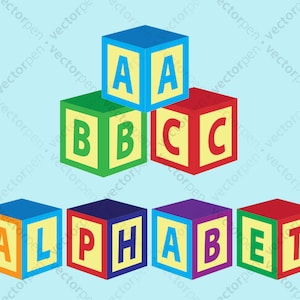 Alphabet Block Letters Font-style Clip Art for Scrapbooking, Cricut ...