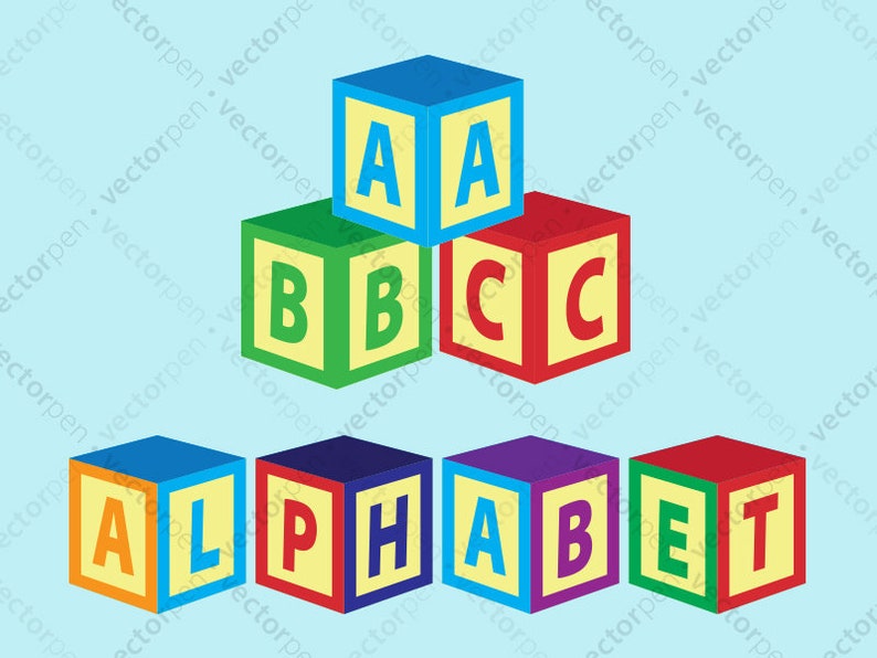 Alphabet Block Letters Font-style Clip Art for Scrapbooking - Etsy