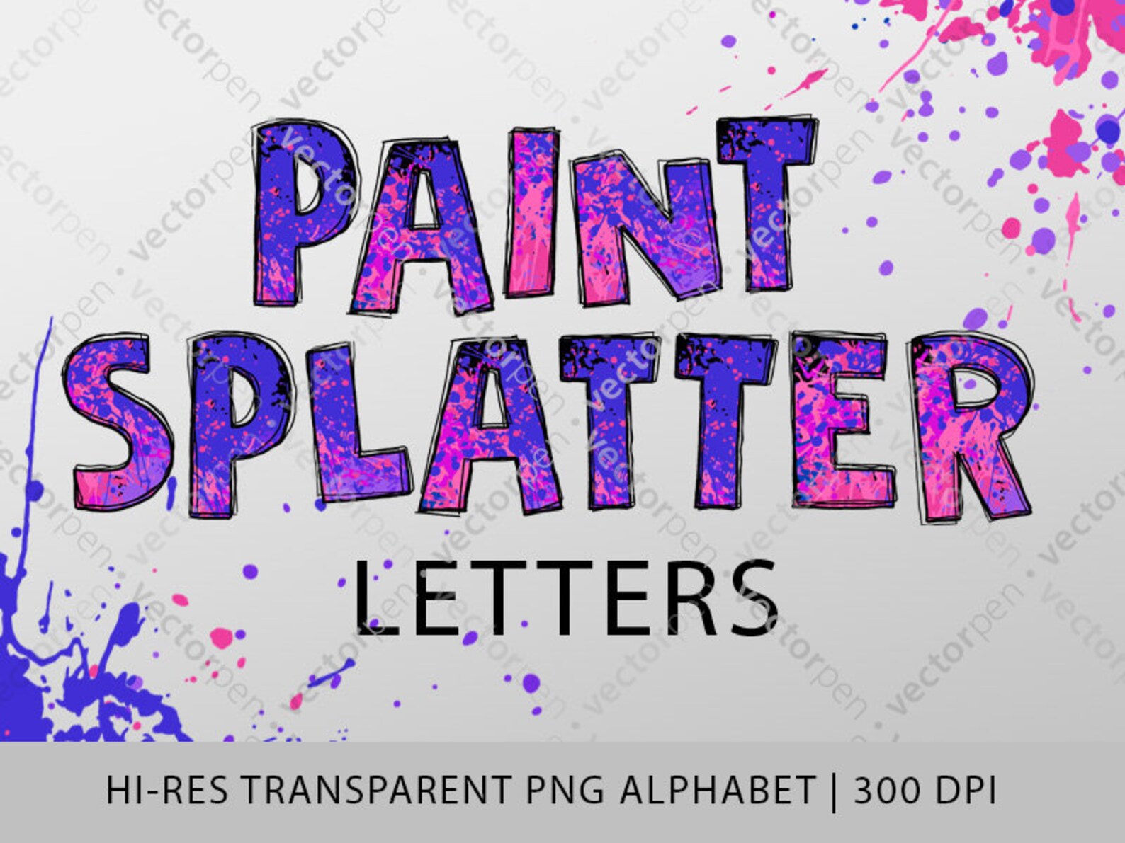 Paint Splatter Letters Colorful Transparent PNG Alphabet - Etsy