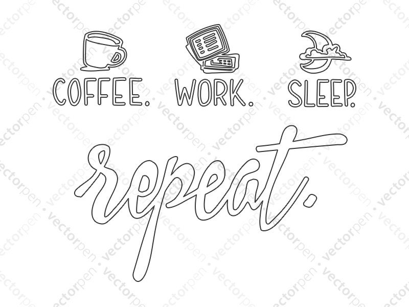 Coffee. Work. Sleep. Repeat. SVG. Coffee Art for Scrapbooking | Etsy