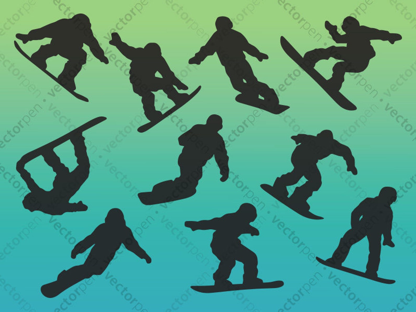 Snowboarder Icon set SVG. 10 icone dello snowboard per - Etsy Italia
