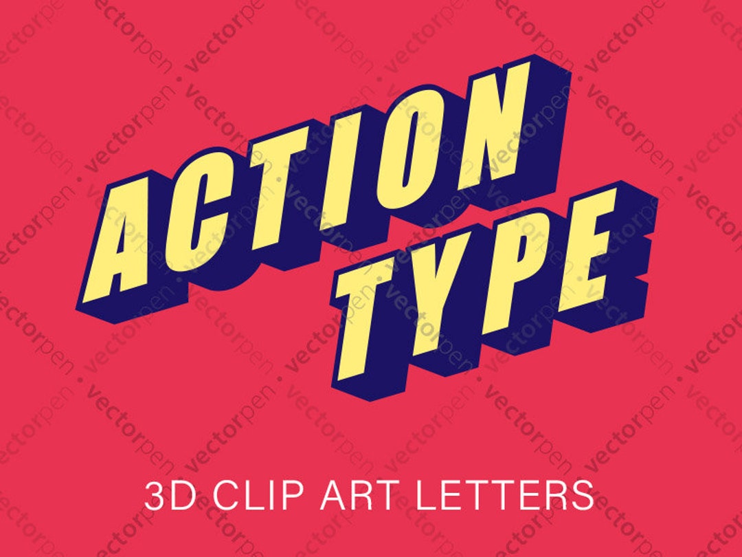3D Action Type Font-style Clip Art | Comic Book Style Letters for ...
