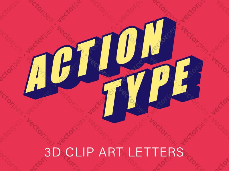 3D Action Type Font-style Clip Art Comic Book Style Letters | Etsy UK