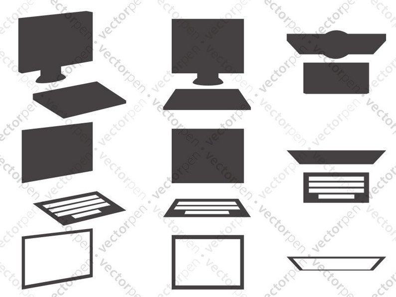 3 Desktop Computer SVG Designs. Education/office Scrapbooking | Etsy