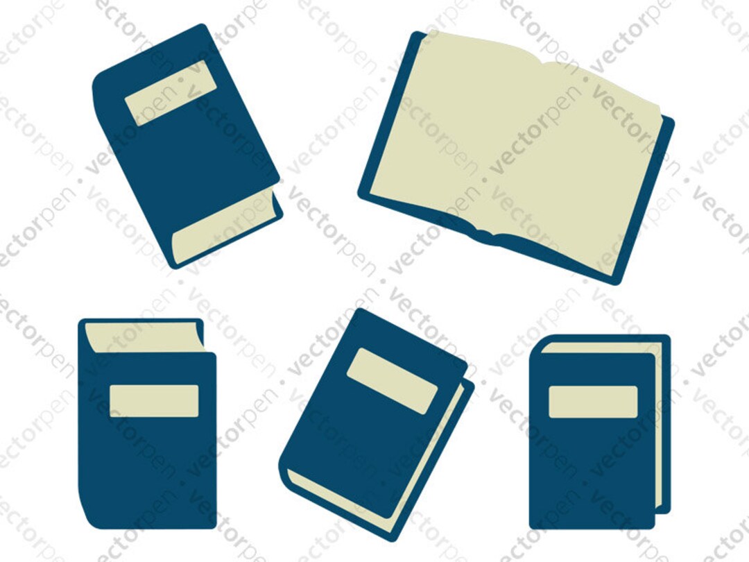 5 Book SVG Icon Designs. Education Clip Art for Use in Cricut and ...