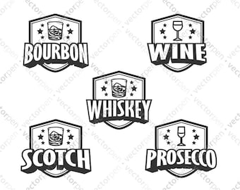 Bourbon Team Badges Icon Collection Custom Whiskey Clip Art | Etsy