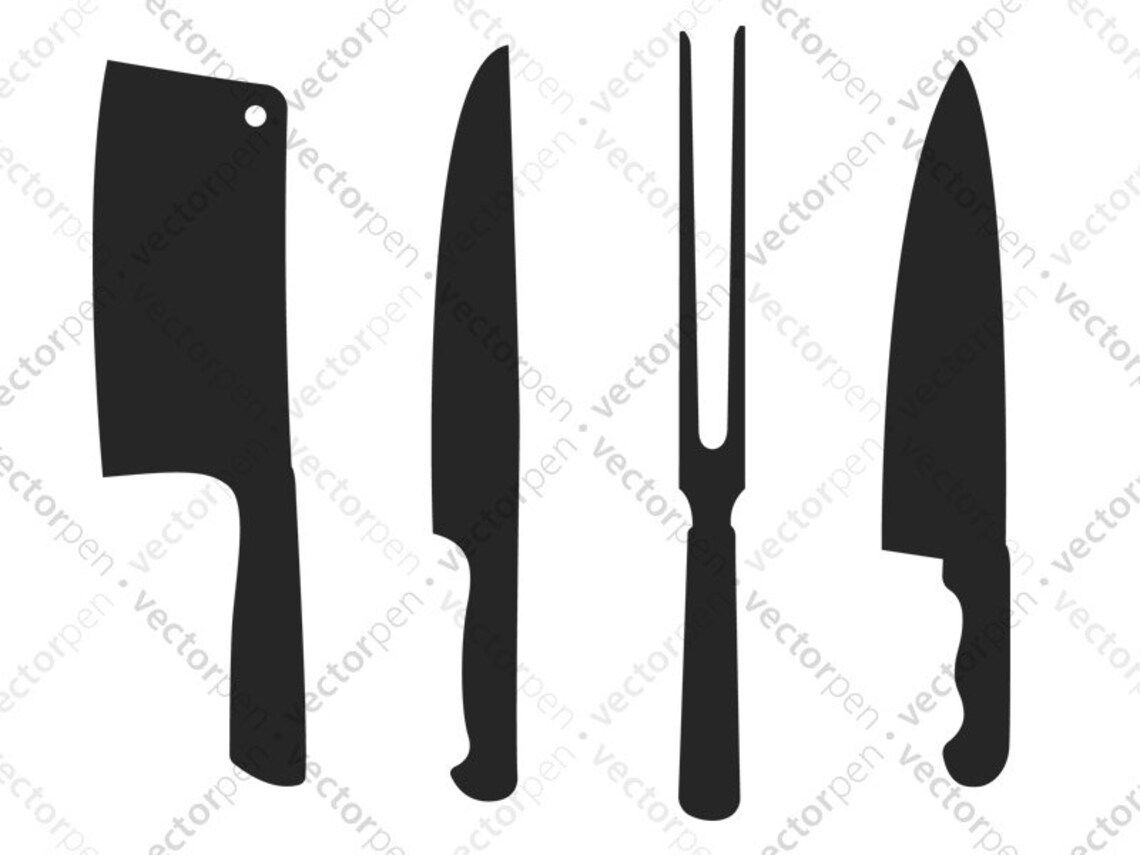 Kitchen Cutlery SVG. Untensils Clip Art Knife Fork Art for - Etsy