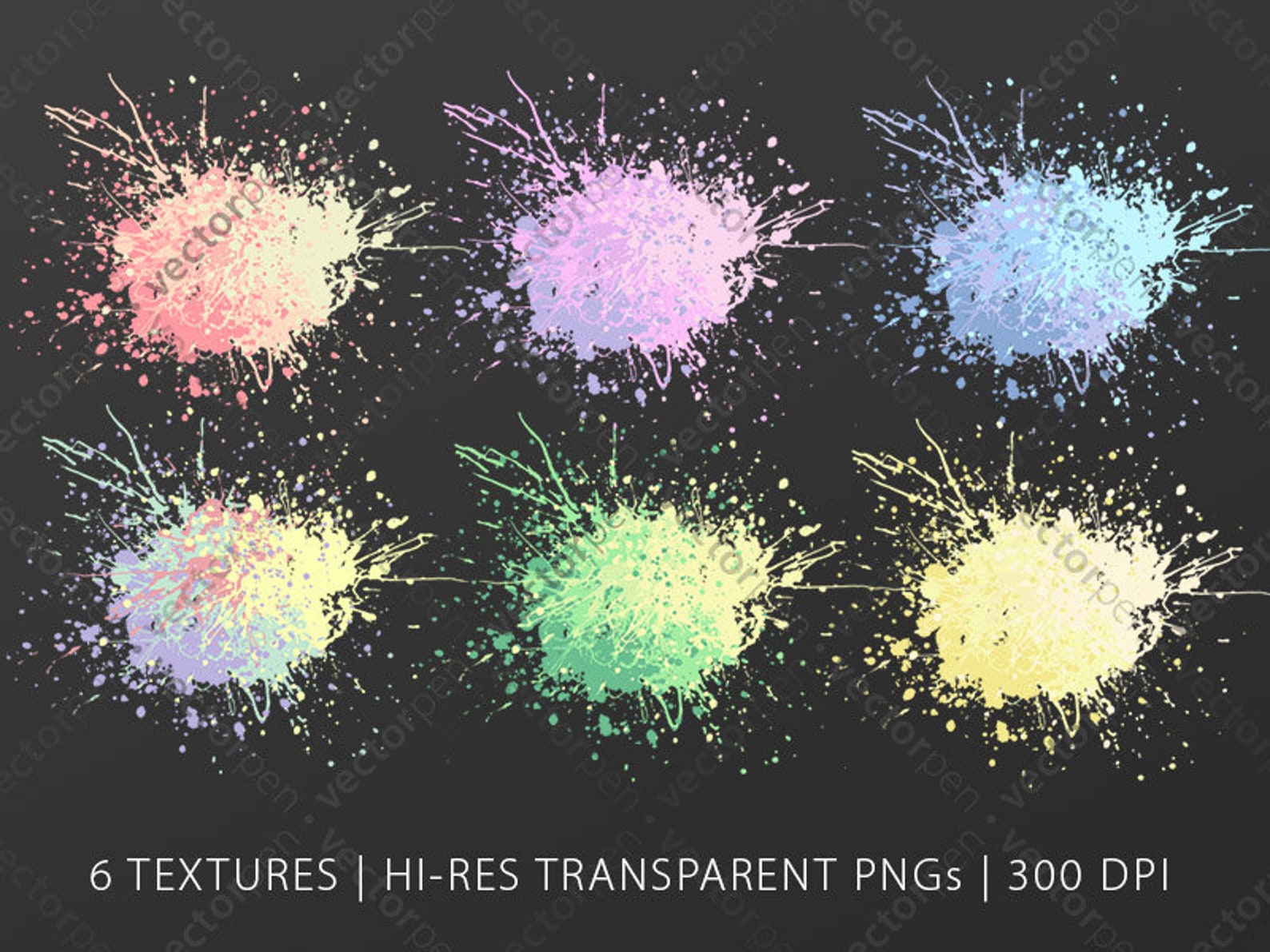 Colorful PASTEL Paint Splatter Transparent PNG Texture Pack - Etsy