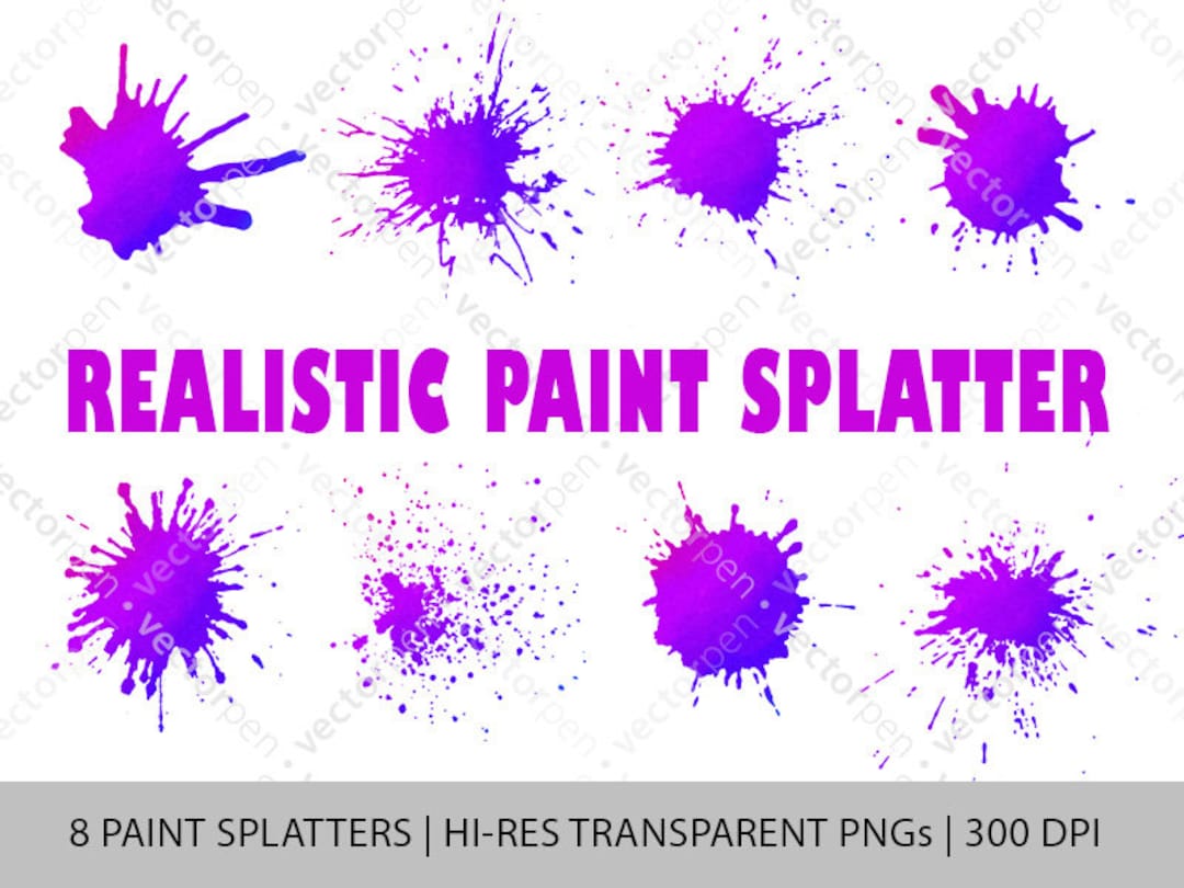 Realistic Purple Paint Splatter Pack | 8 Hi-quailty Transaprent PNG ...