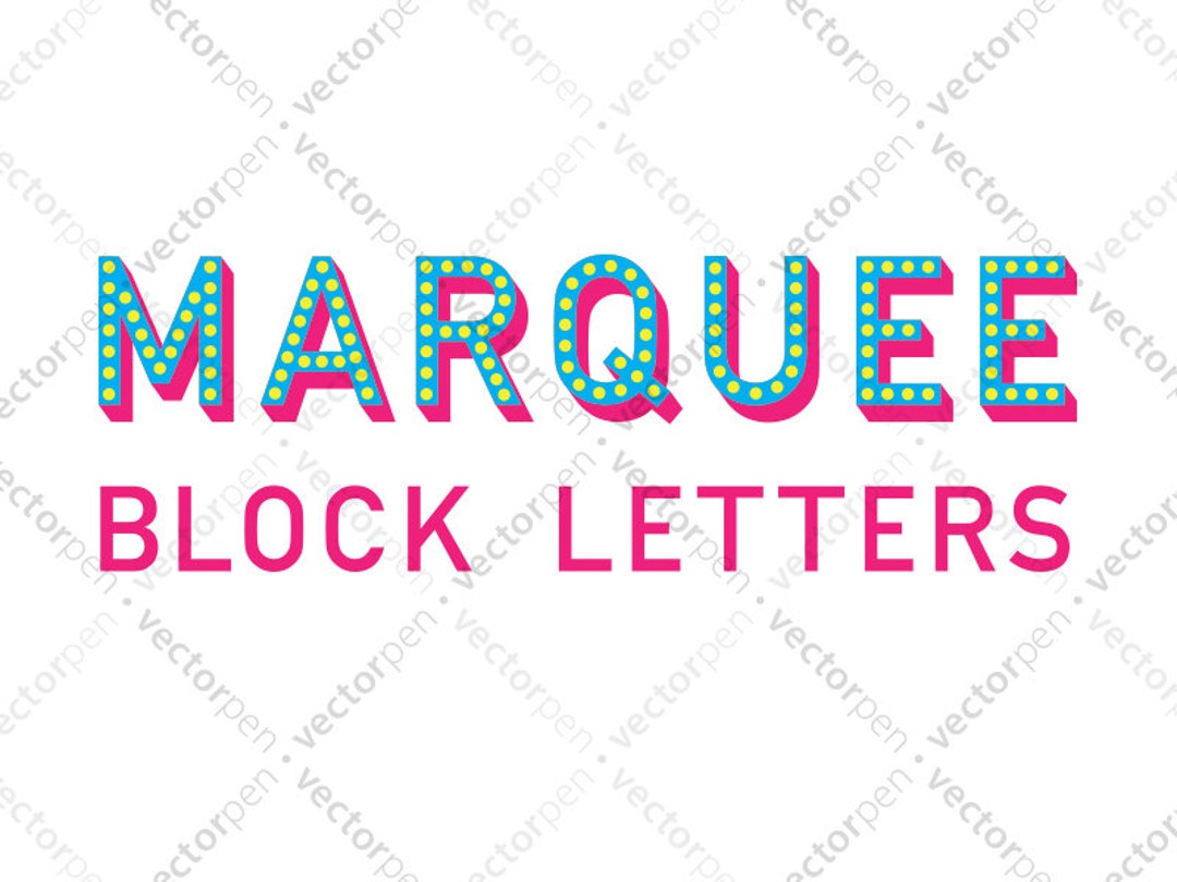 Marquee Block Letters Font-style Clip Art for Scrapbooking, Cricut, and ...