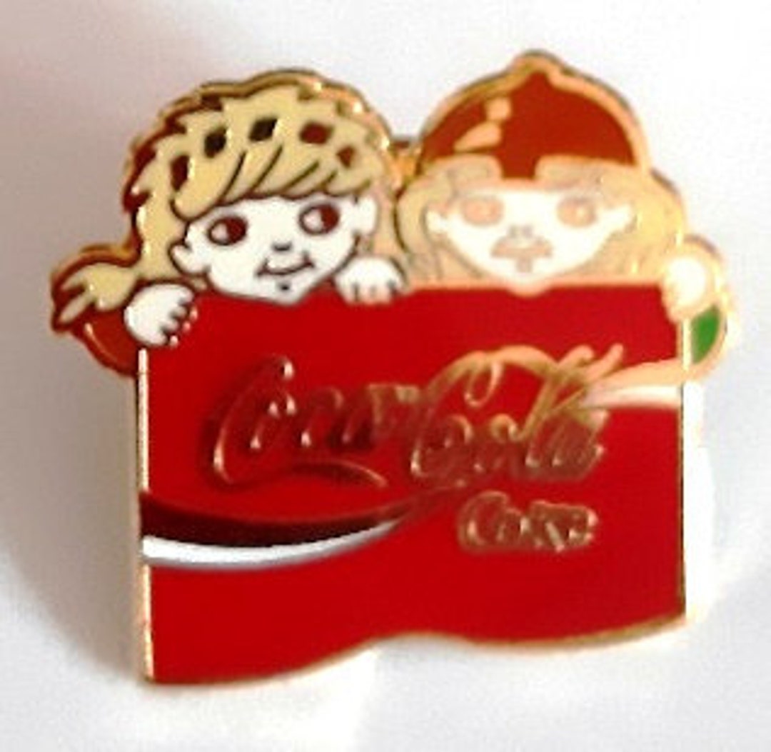 Coca Cola -vintage Enamel Pin With Kids on the Top - Etsy