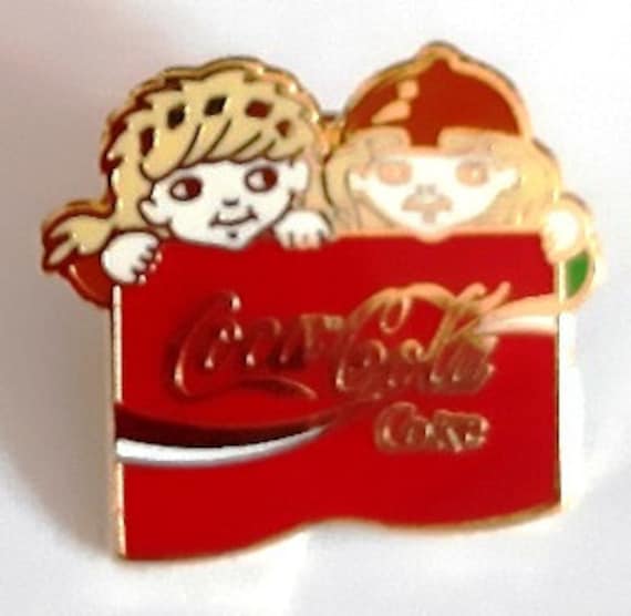 Coca Cola vintage Enamel Pin Badge With Kids on the Top | Etsy