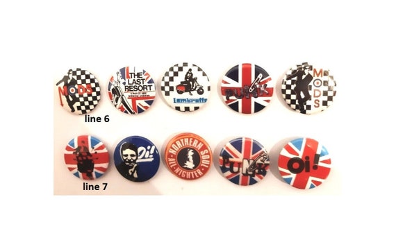 Mods pinback buttons. You choose set: 2 tone, mod, S… - Gem