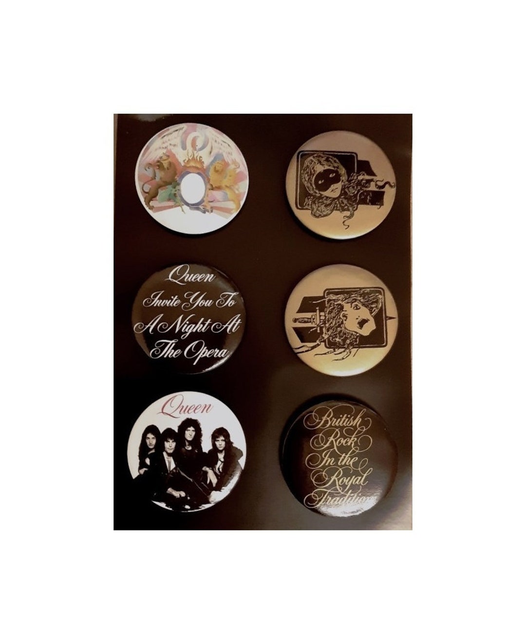 QUEEN Official Button Badge Pack X 6 Large Badges / Pins . A Night at ...