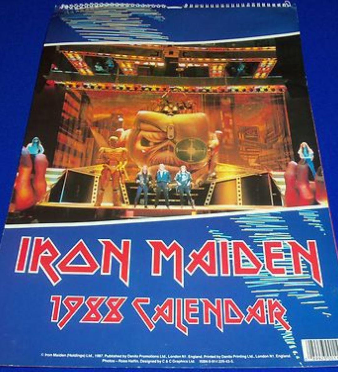 Calendar: IRON MAIDEN 1988 Official Calendar, Dave Murray, Bruce ...