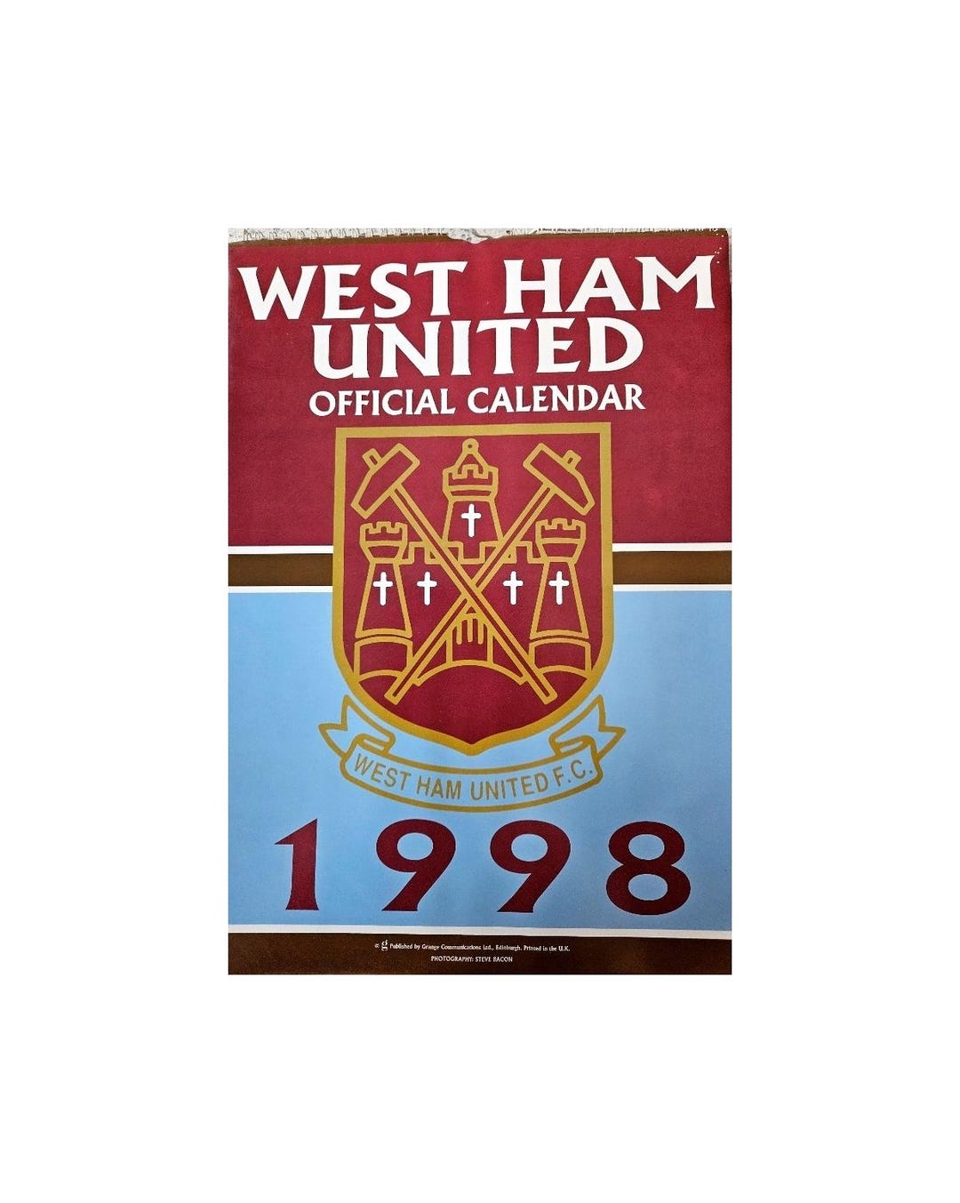 1998 West Ham Calendar. Dates Match 2026 . West Ham Football Club ...