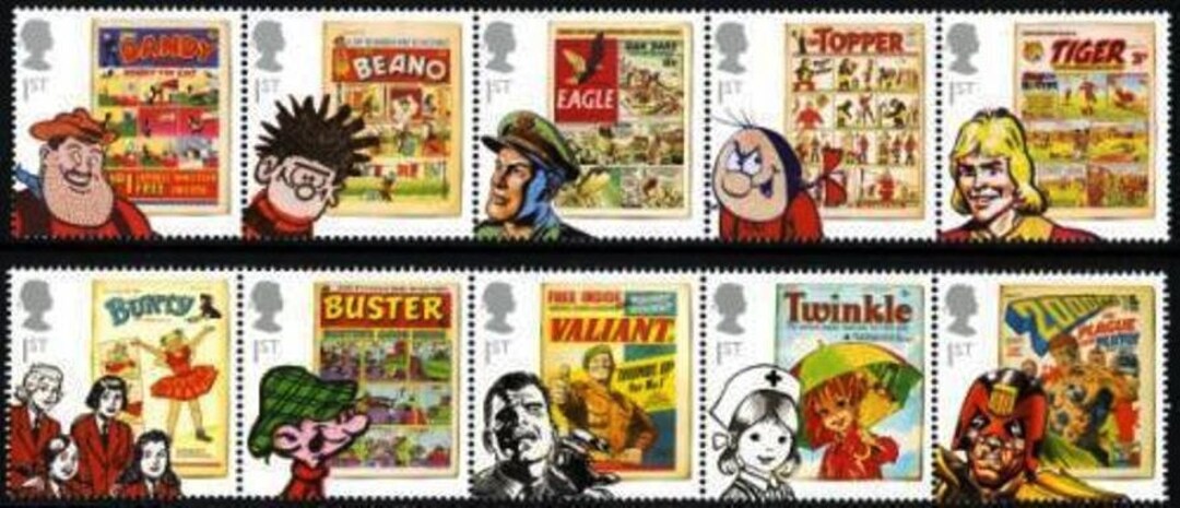 Stamps, Depicting Comics. Beano, Dandy, Bunty, Eagle, Tiger. With ...