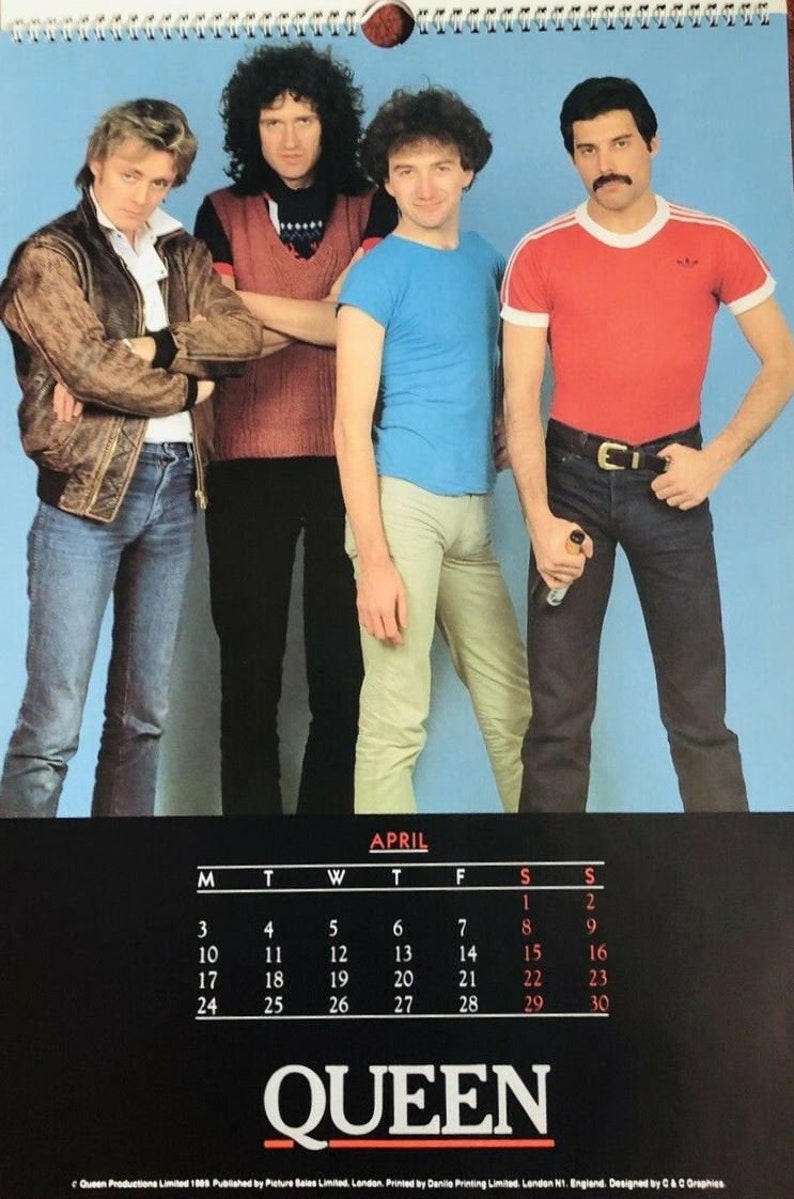 Queen 1989 Calendar Vintage Classic Freddie Mercury Brian May John ...