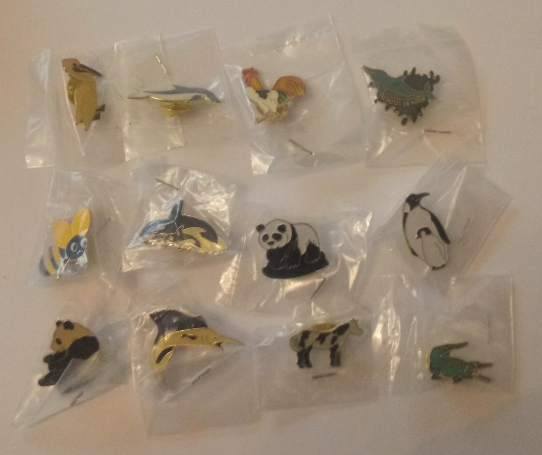 Animals Set of 12 Enamel Pins, Different Animals - Etsy