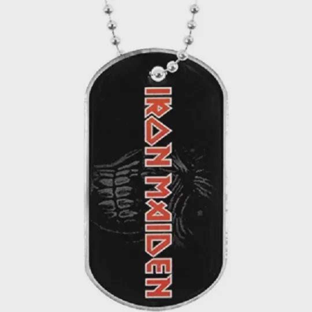 Iron Maiden "dog Tag"-style Necklace, Logo Red Lettering, Metal Dogtag ...