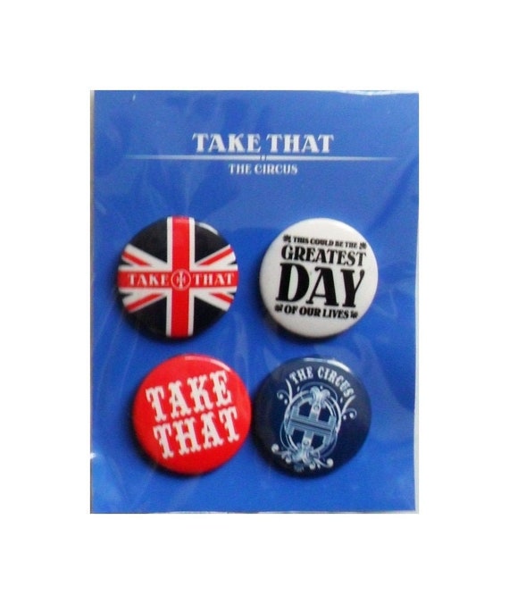 TAKE THAT tour pack x 4 pinback buttons - Gem