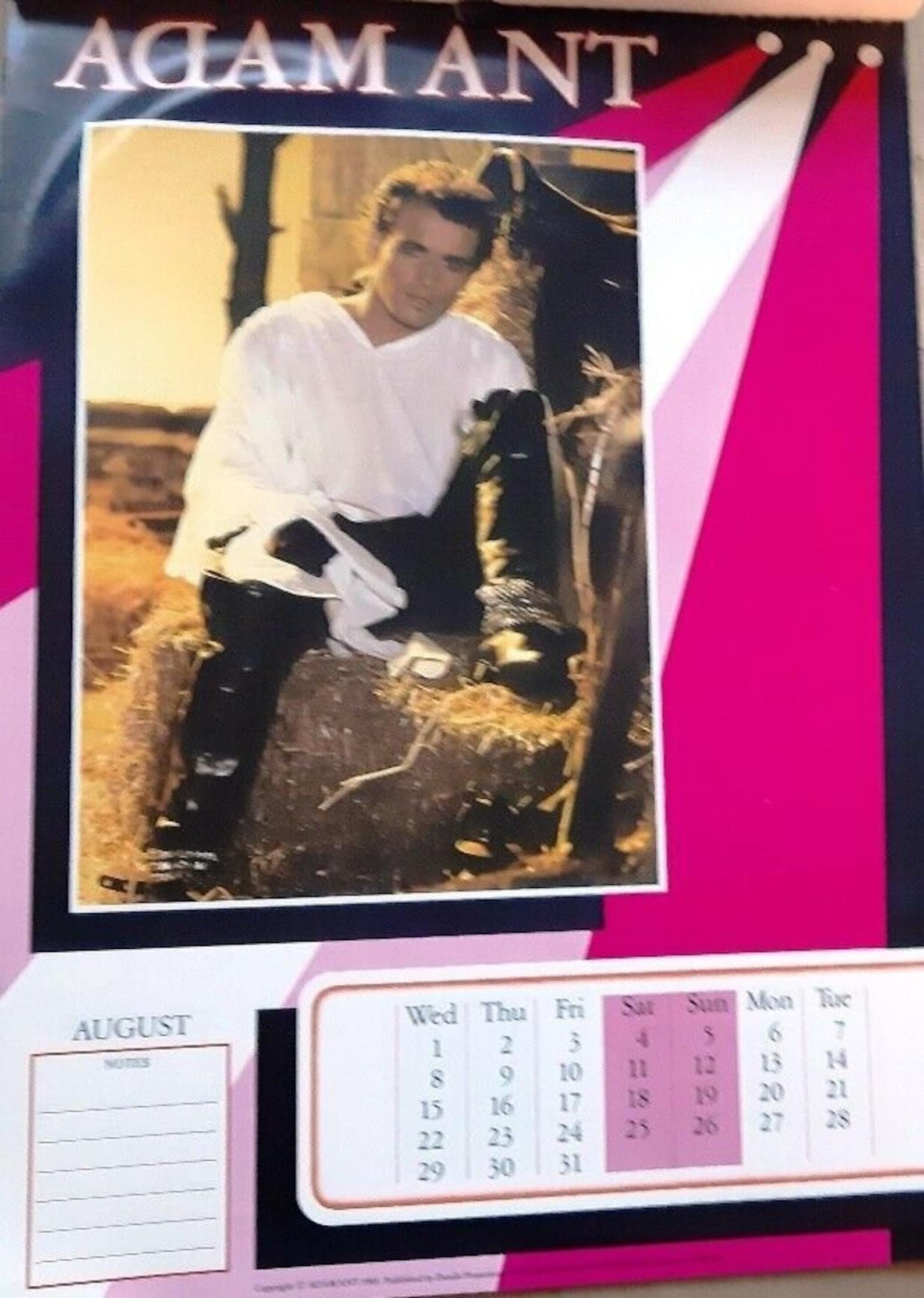 Adam Ant 1984 Calendar, Official , British Punk Band, New Wave - Etsy