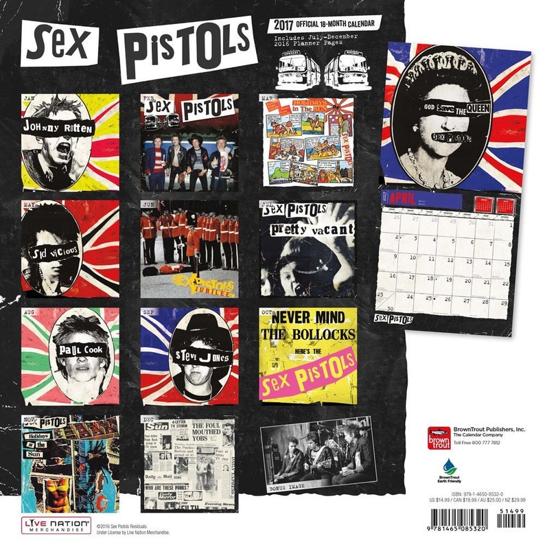 Sex Pistols 2017/2023 Calendar. Official. Dates Match 2023 - Etsy