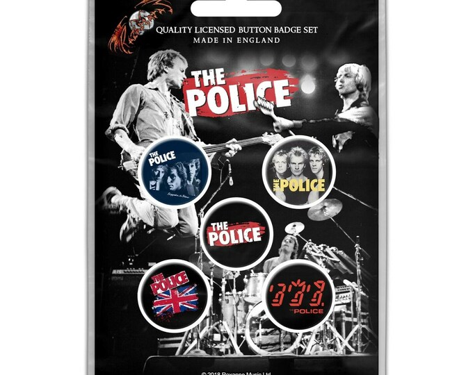 THE POLICE Official Set X 5 Pinback Buttons . Quality Licensed Set ...