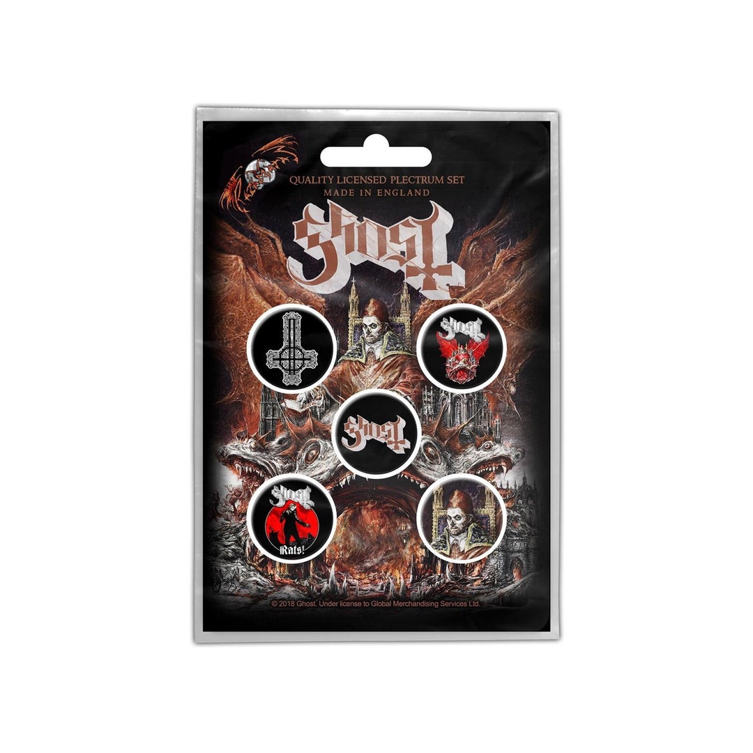 GHOST Set of 5 Button Badges, Shrinkwrapped With a Backing Card ...