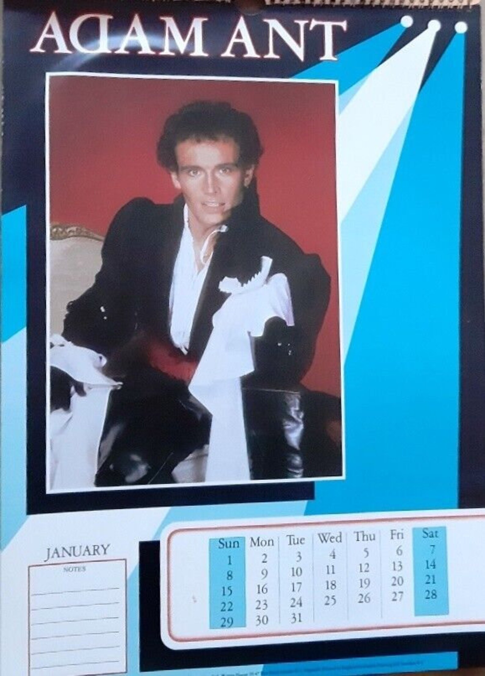 Adam Ant 1984 Calendar, Official , British Punk Band, New Wave - Etsy