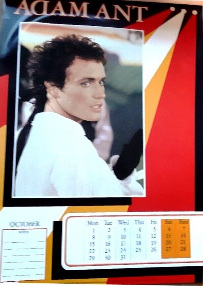 Adam Ant 1984 Calendar, Official , British Punk Band, New Wave - Etsy