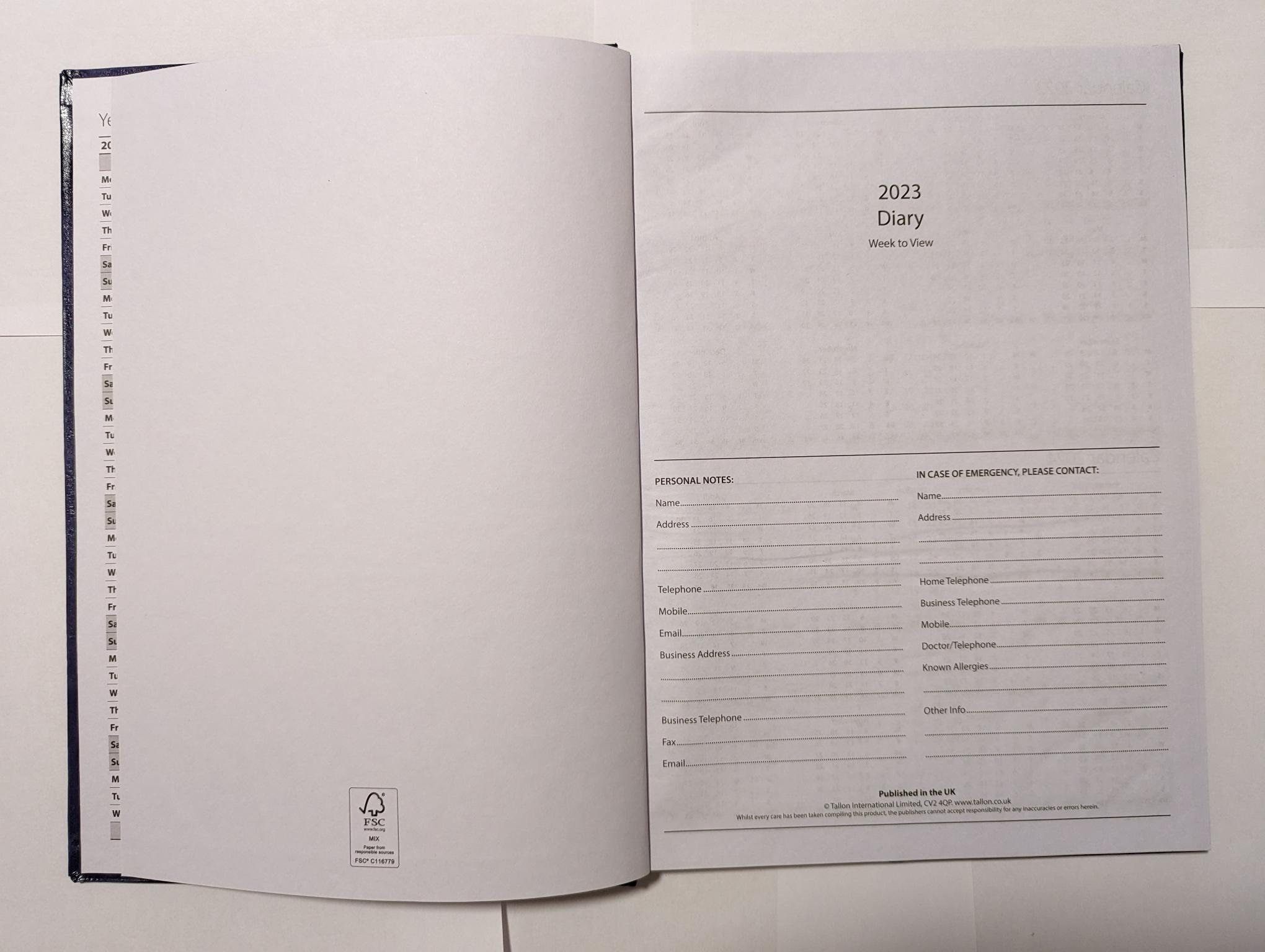 A4 Diary Week to View Page a Day Desk Diary Case Bound Diary UK Office ...