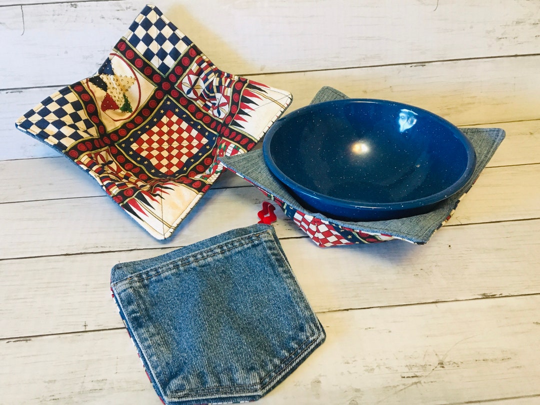 Denim Hot Pads & Bowl Cozies Jean Pocket Hot Pad Americana - Etsy Italia