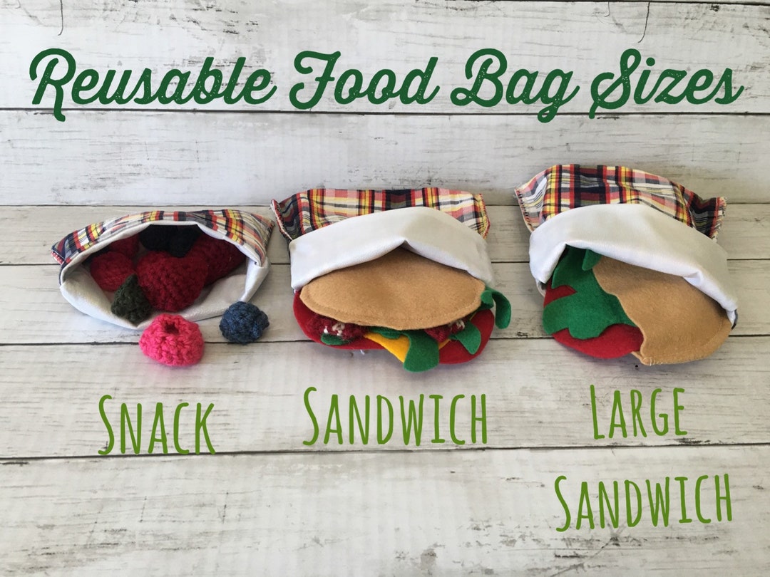 Reusable Bags for Snacks and Sandwiches, Fun Fabric Food Storage - Etsy