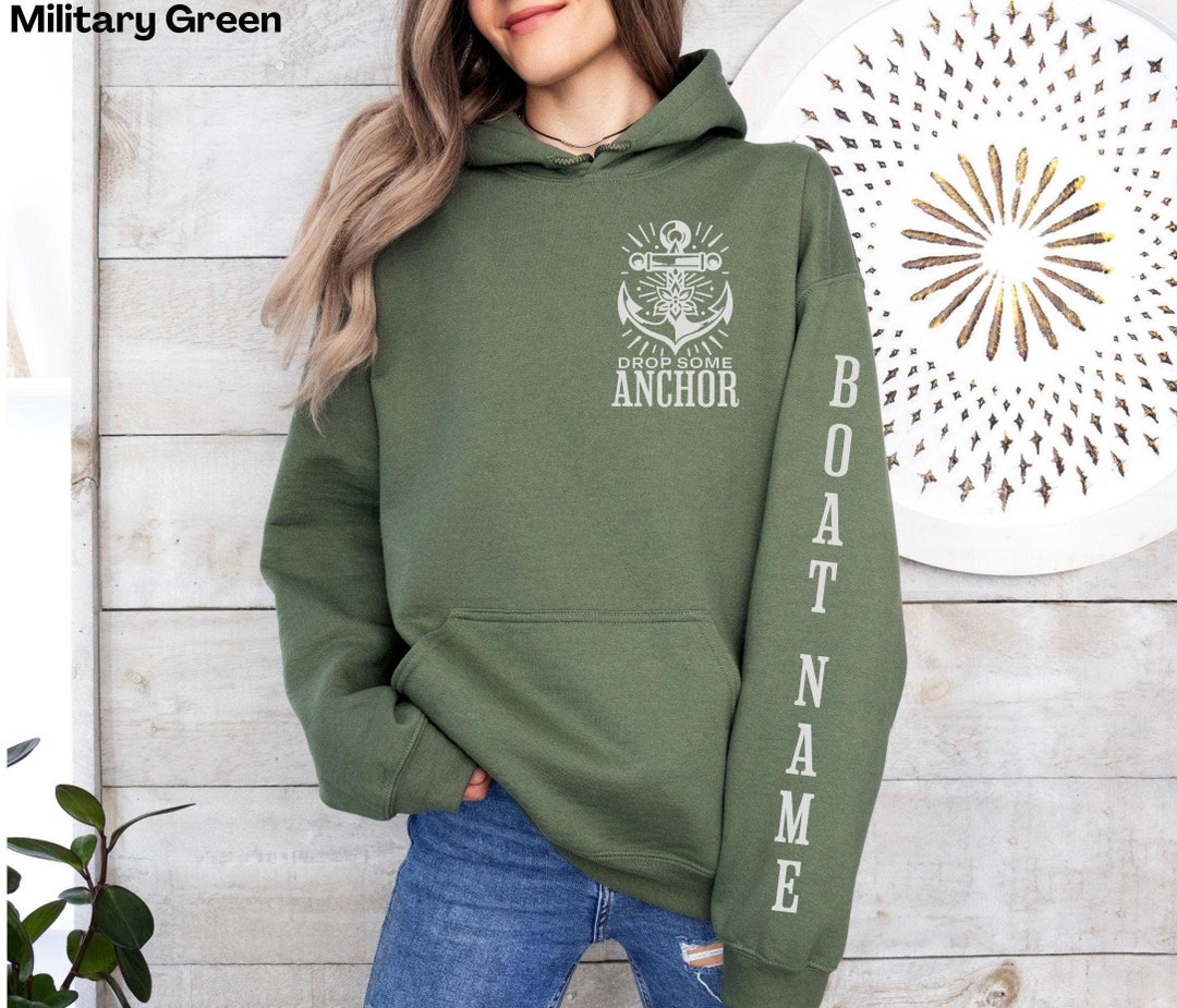 Custom Boat Name on Sleeve of Hoodie for Women Boating Sweatshirt ...