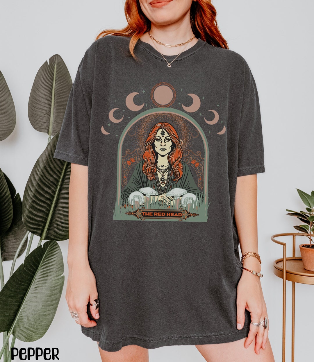 The Redhead Tarot Card Shirt Ginger Shirt Red Head Moon Phase Shirt ...
