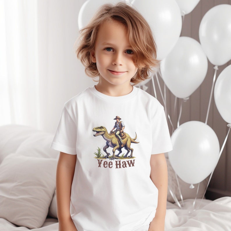 Cowboy Dinosaur Kids Shirt Cowboy Riding Dinosaur Yee Haw - Etsy