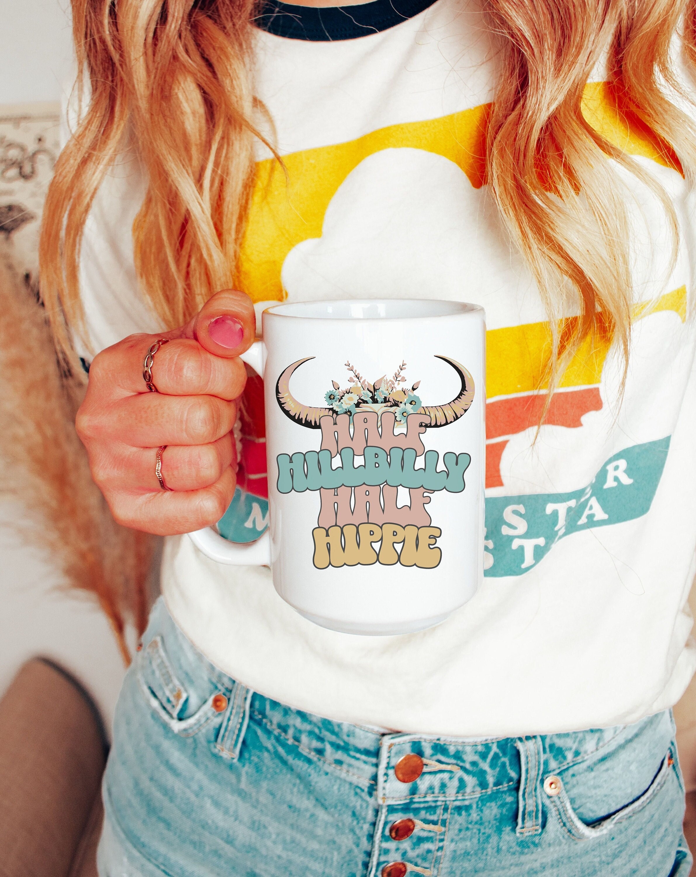 Half Hillbilly Half Hippie Mug Boho Gifts Southern Mug Best Friend Gift ...